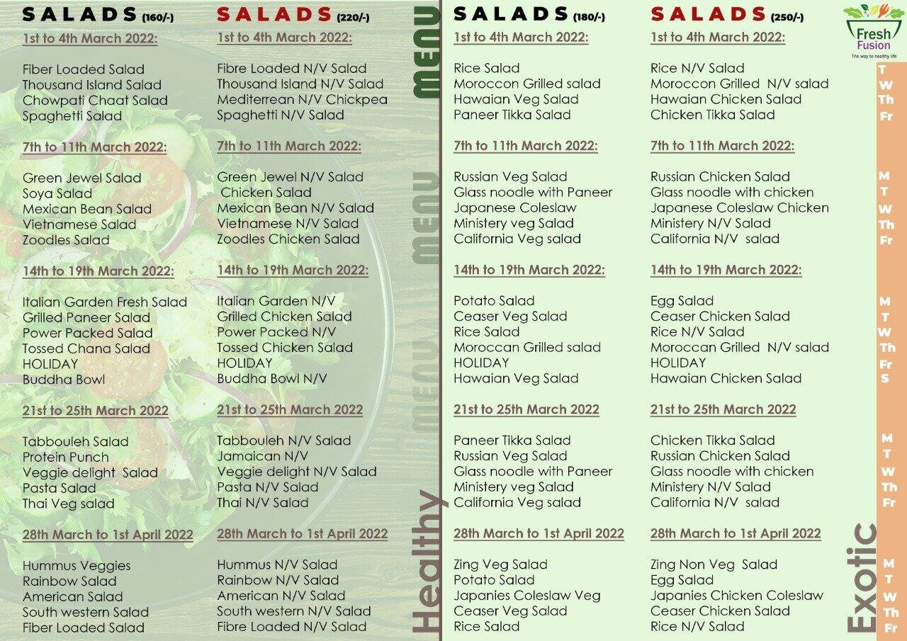 Menu of Fresh Fusion, Kasarvadavli, Thane West, Thane