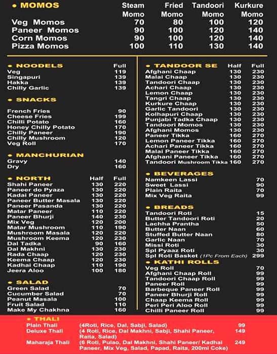 Menu of Make My Plate, DLF Cyber City, Gurgaon