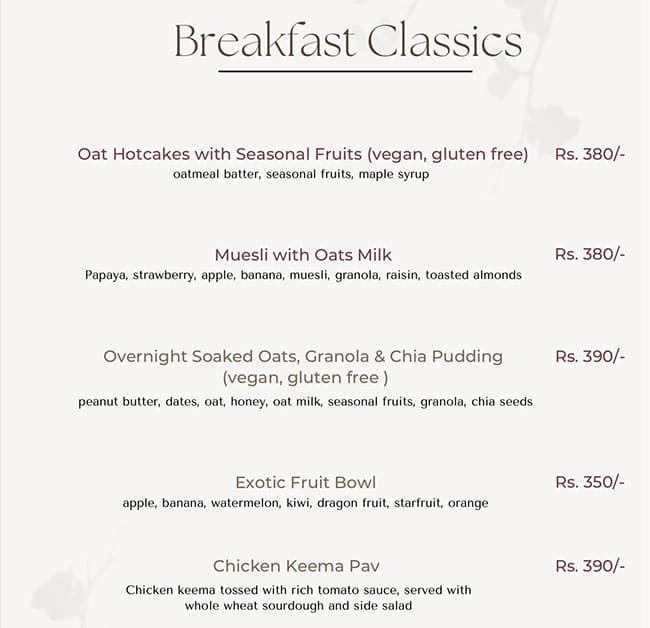 Menu of Bloom Cafea, Pali Hill, Bandra West, Mumbai