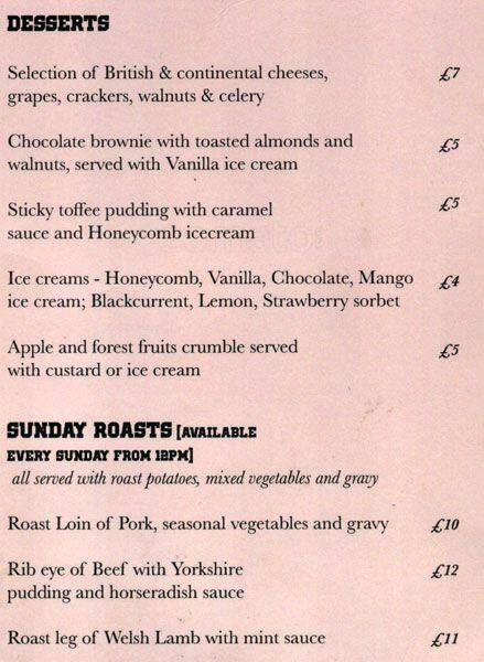 Menu at The Rocket pub & bar, London, 11-13 Churchfield Rd