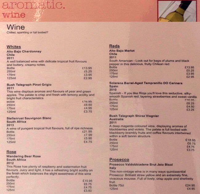 Menu at Ambar - Odeon, Manchester