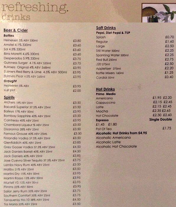 Menu at Ambar - Odeon, Manchester