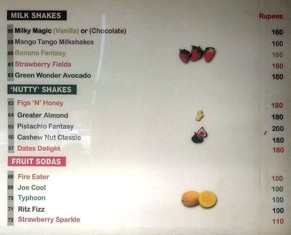 Menu at Fruitpunch, Chennai, 27VF+5FQ