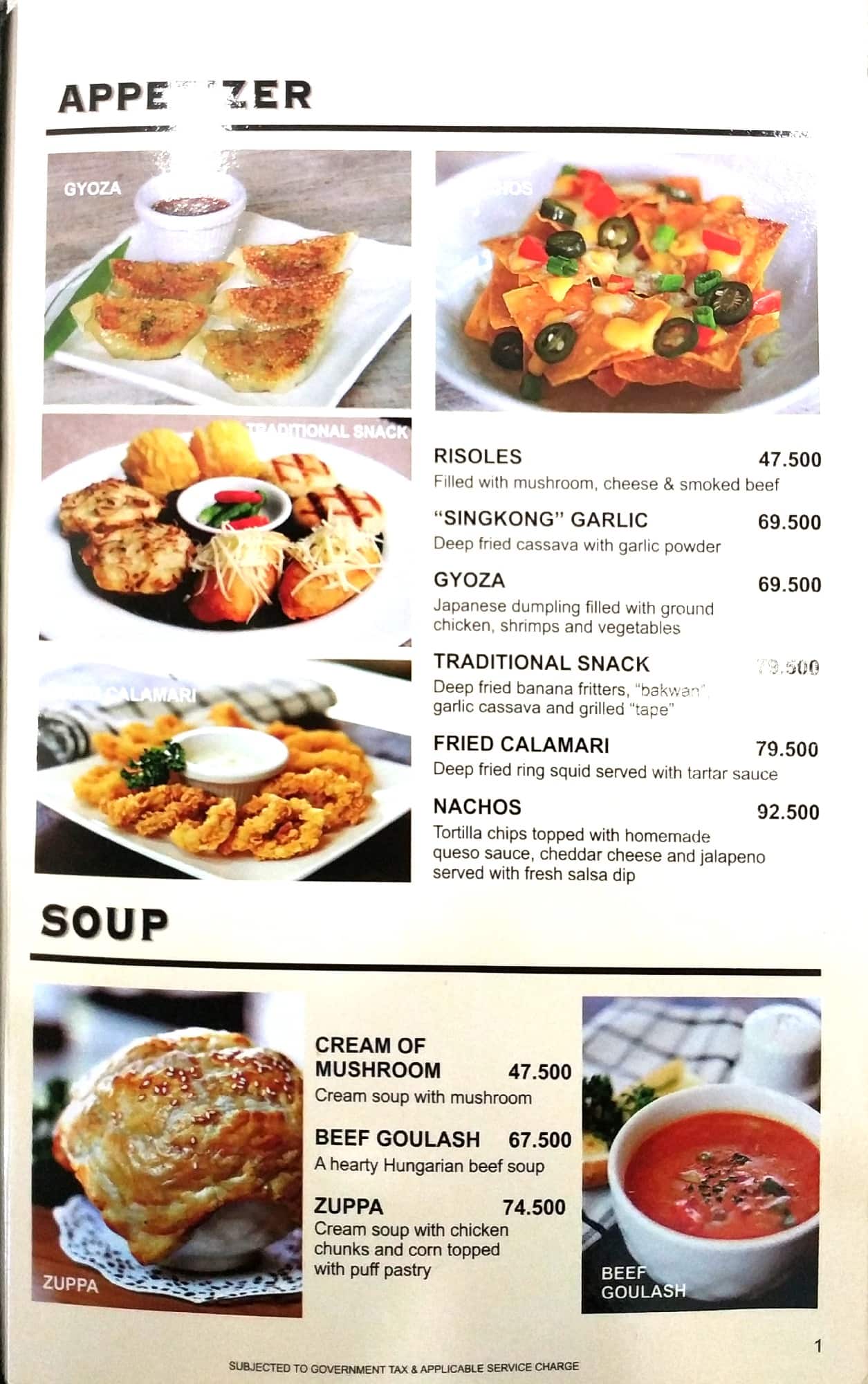 Menu at Kafe Victoria Plaza Senayan cafe, Jakarta, Jl. Asia Afrika