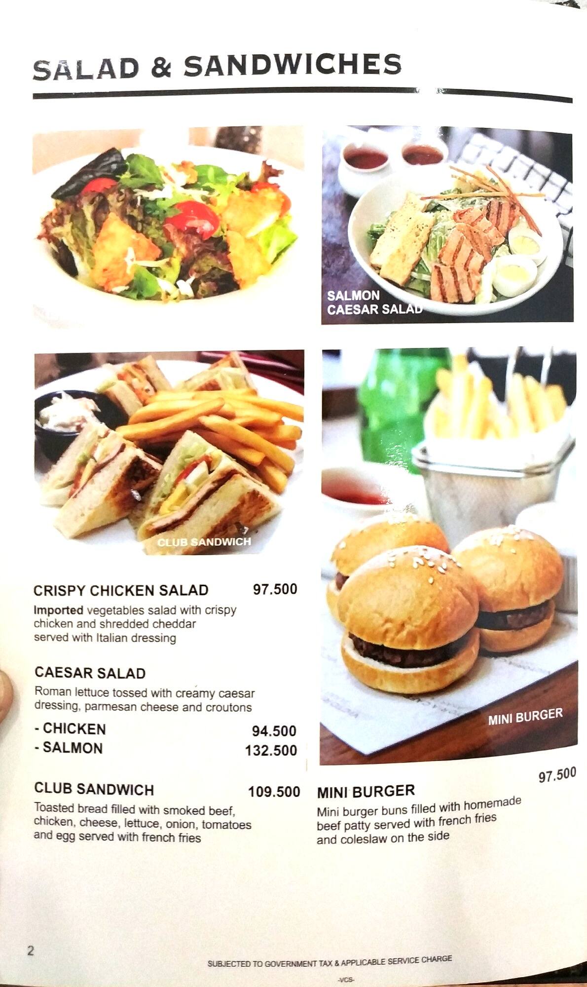 Menu at Kafe Victoria Plaza Senayan cafe, Jakarta, Jl. Asia Afrika