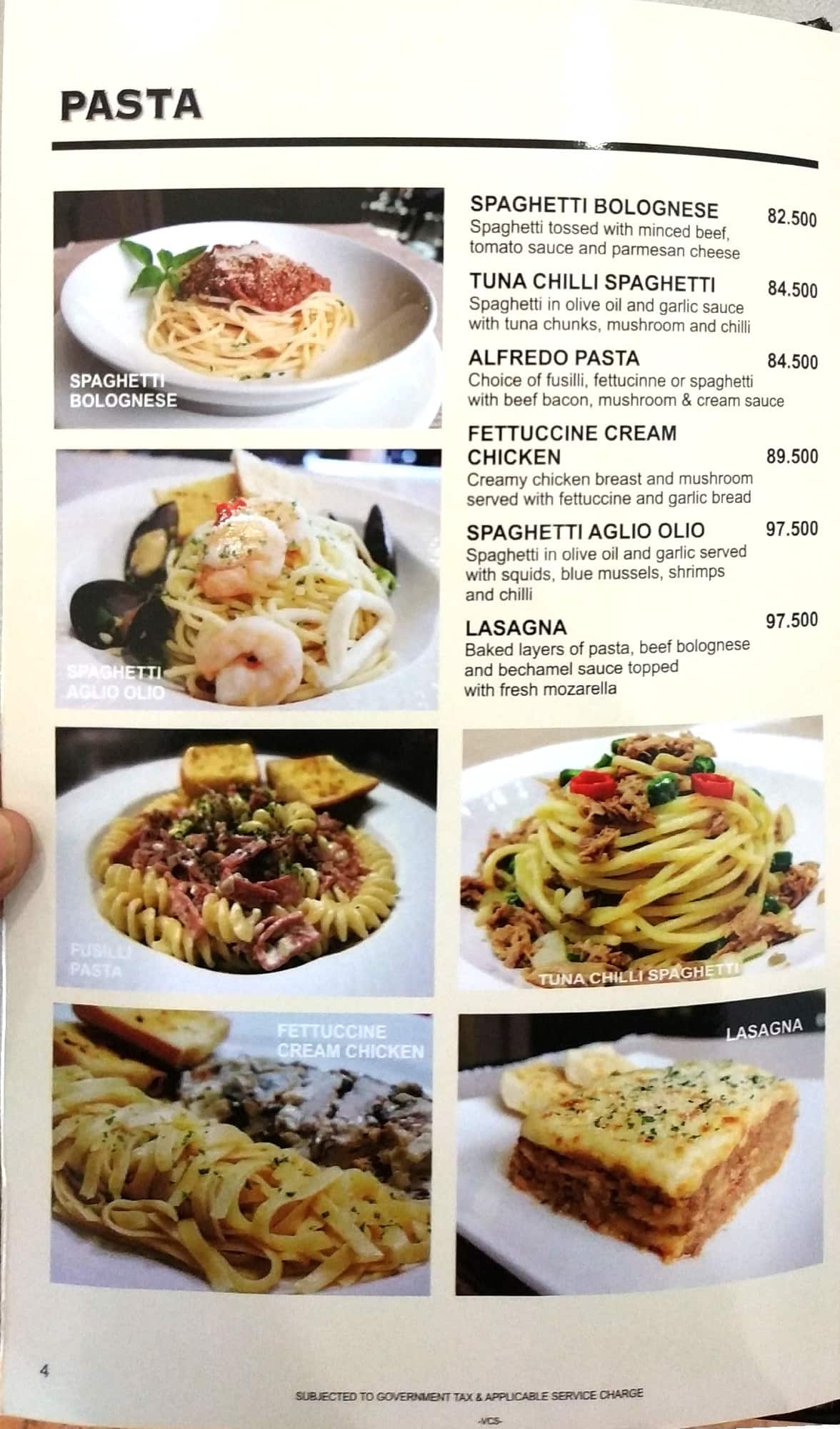 Menu at Kafe Victoria Plaza Senayan cafe, Jakarta, Jl. Asia Afrika