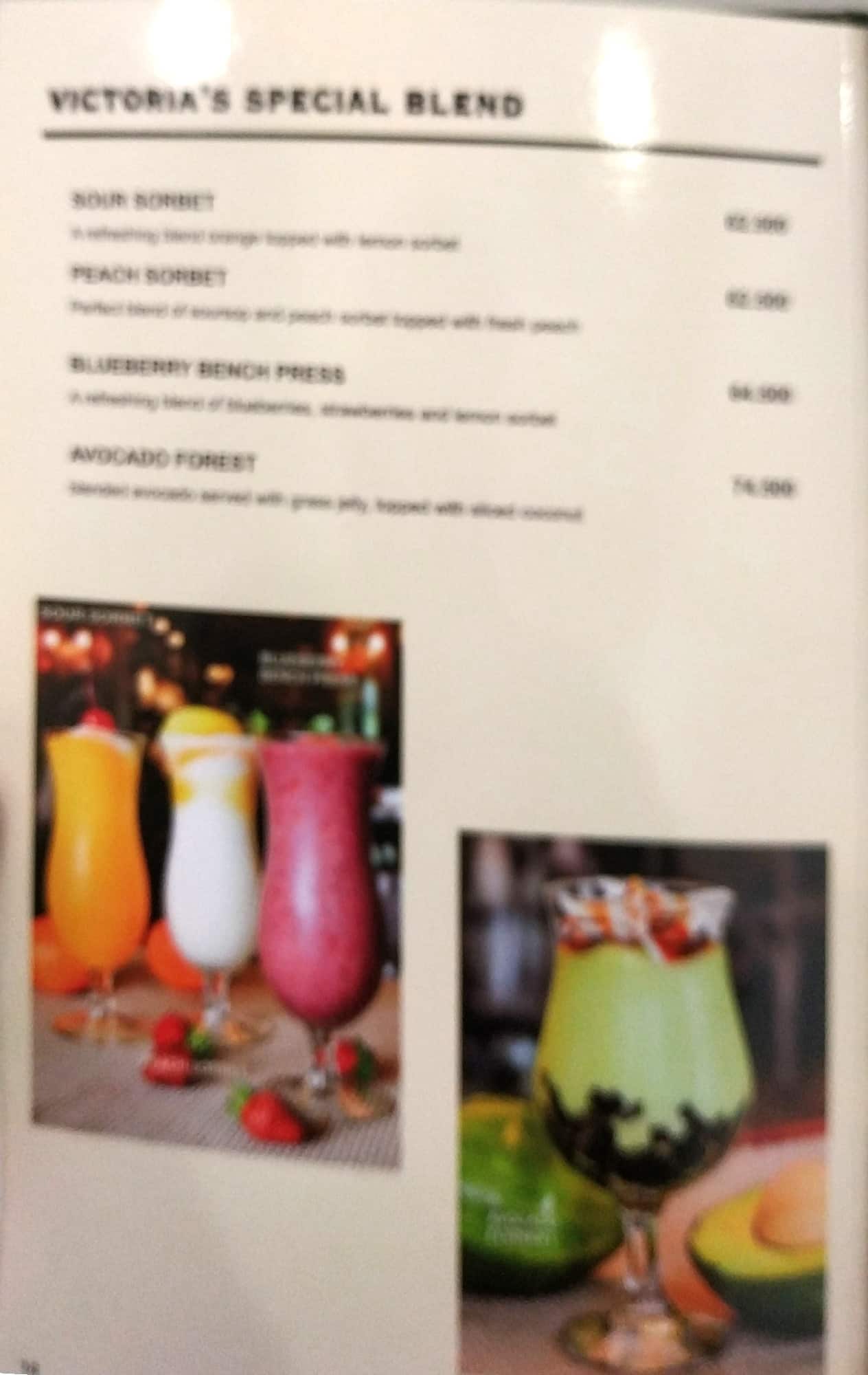 Menu at Kafe Victoria Plaza Senayan cafe, Jakarta, Jl. Asia Afrika