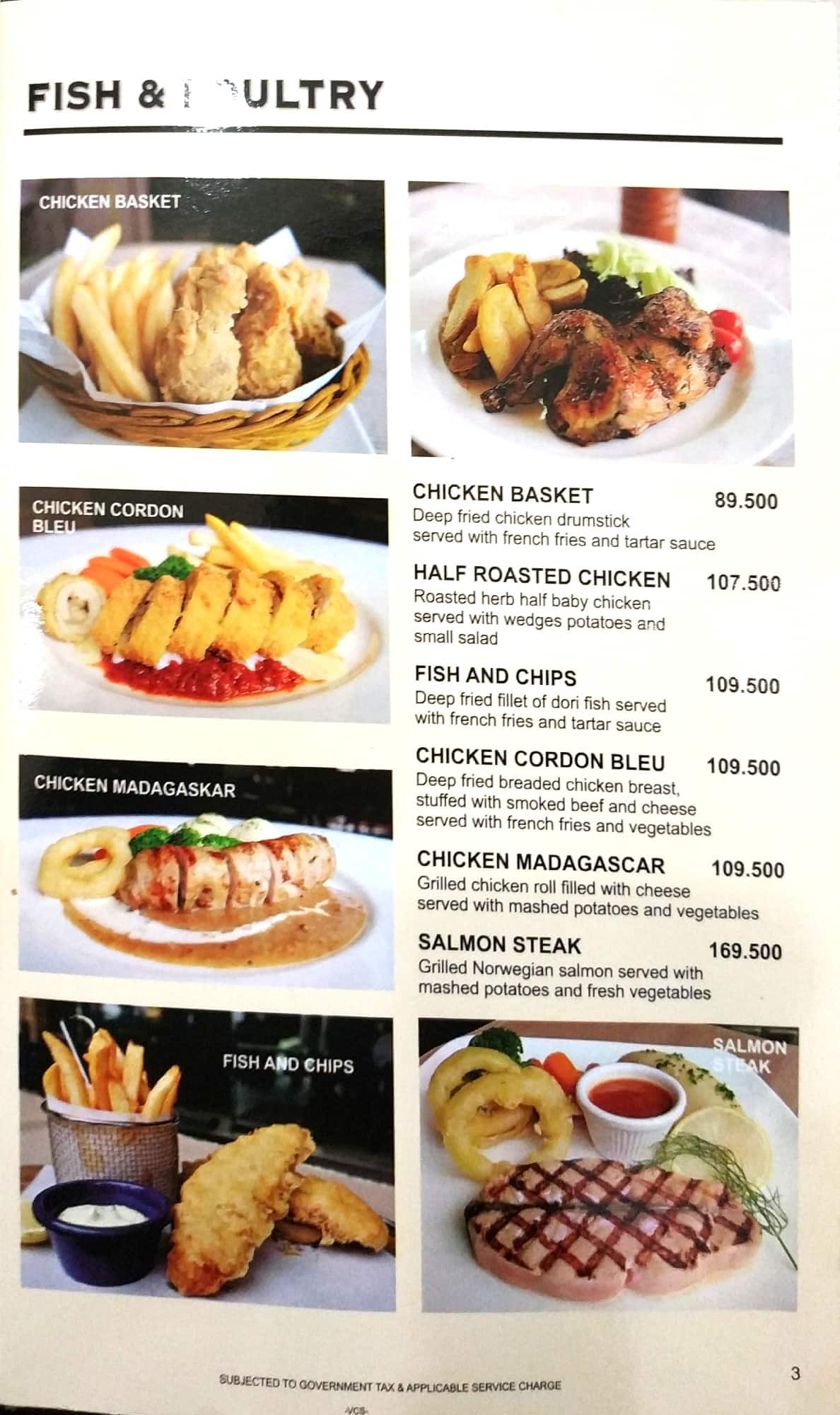 Menu at Kafe Victoria Plaza Senayan cafe, Jakarta, Jl. Asia Afrika