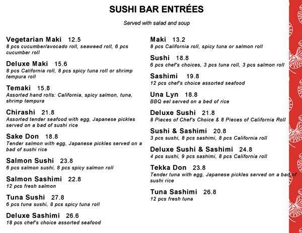 Menu at Iron Chef Japanese Steakhouse, Mississauga