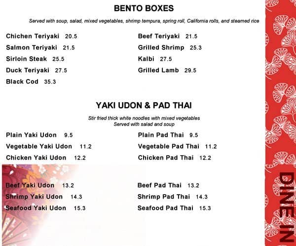 Menu at Iron Chef Japanese Steakhouse, Mississauga