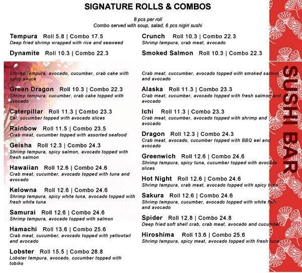 Menu at Iron Chef Japanese Steakhouse, Mississauga