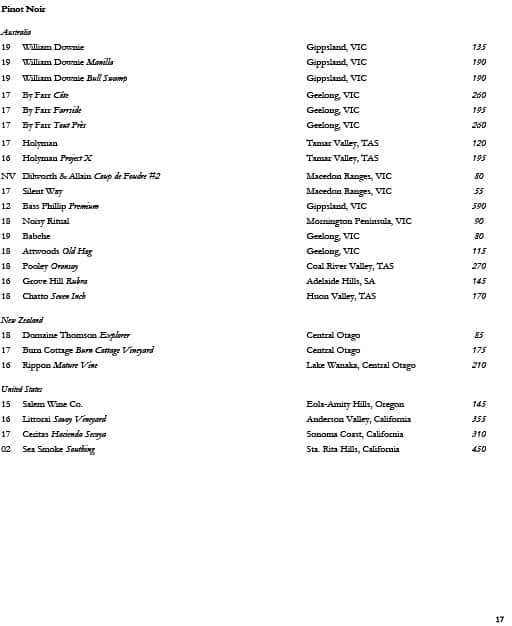 Menu at Attica pub & bar, Ripponlea