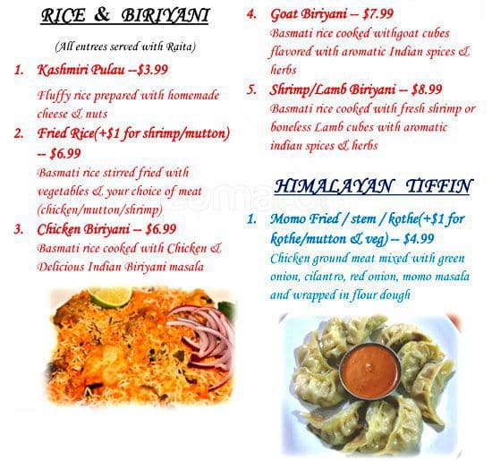 Menu at Everest Restaurant, Irving, W Rochelle Rd