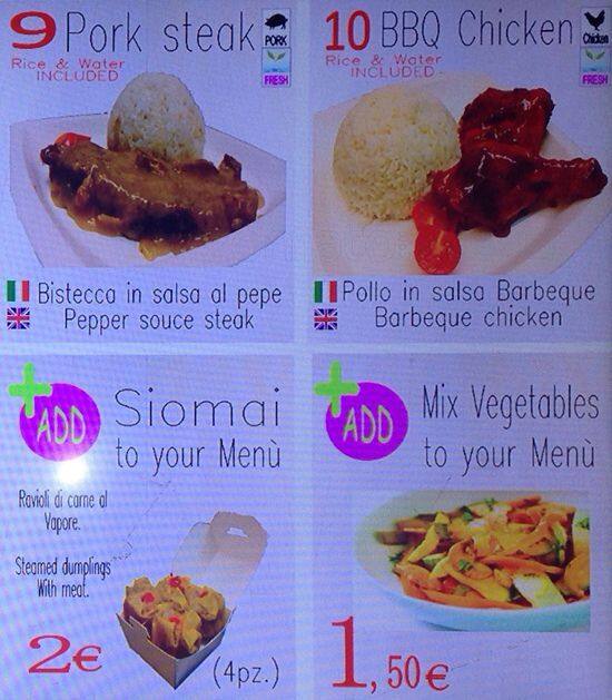 Menu da Sarap express ristorante, Roma
