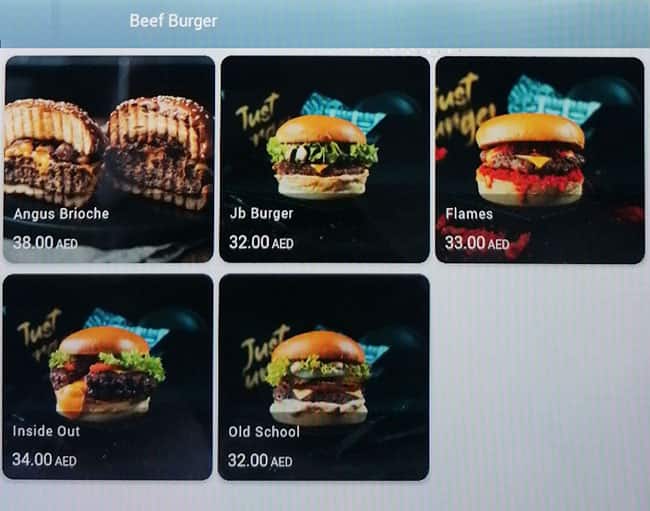 Menu of Just Burger, Al Hili, Al Ain
