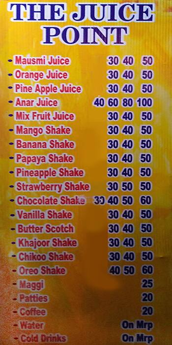 Menu at Juice Centre, Delhi, M6Q5+3CQ