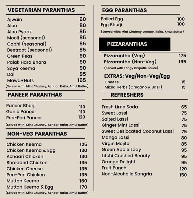 Menu of Parantha Box, Malviya Nagar, New Delhi