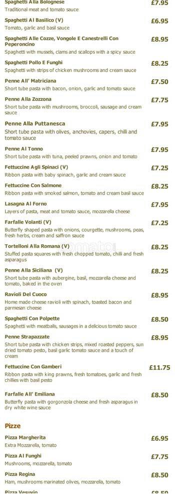 Menu at Il Borgo restaurant, London