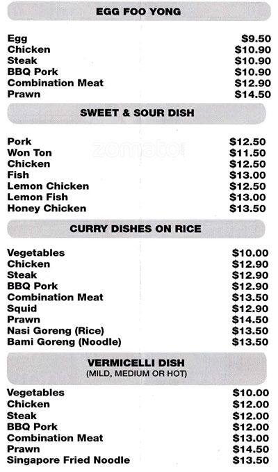 Menu at Top of Target Takeaways fast food, Auckland