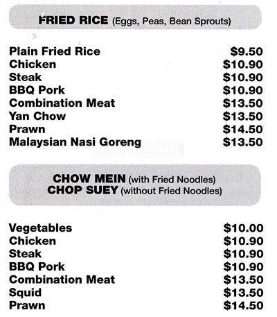 Menu at Top of Target Takeaways fast food, Auckland