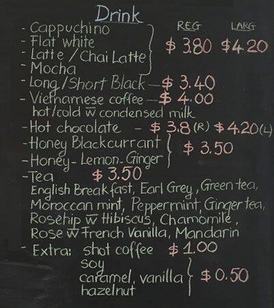 Menu at ngon Vietnamese Kitchen cafe, Wellington