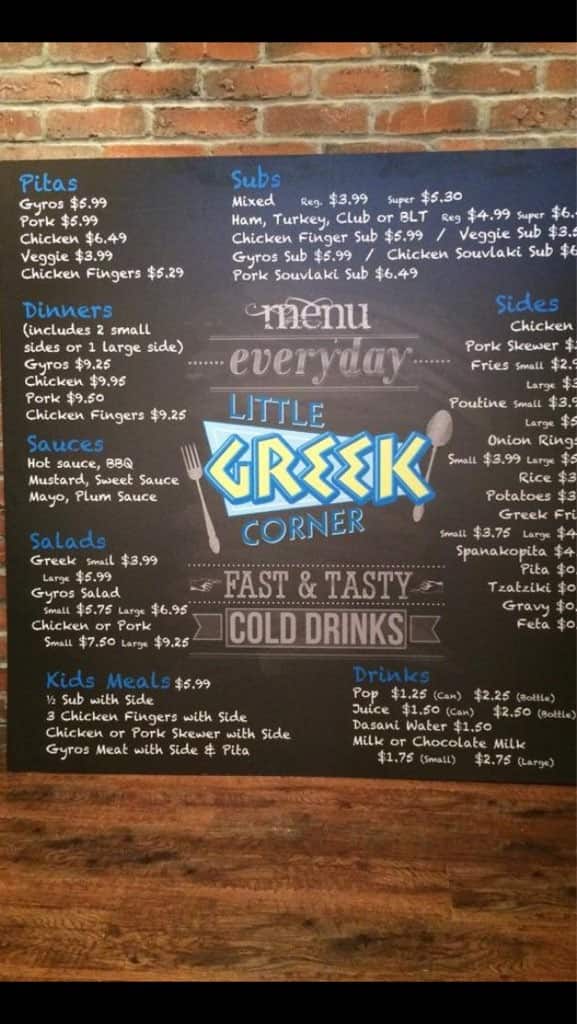 Little Greek Corner Menu, Menu for Little Greek Corner, Hamilton ...