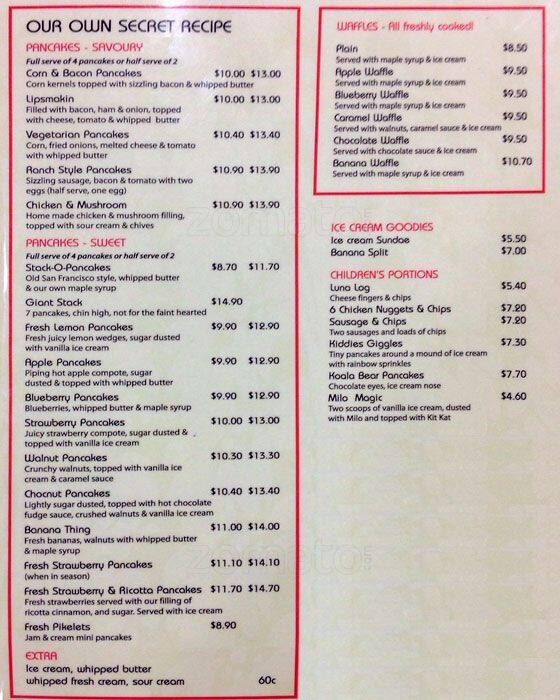 Menu at Pancakes Plus Cafe, Bankstown