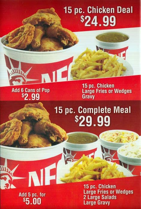 Menu at New York Fried Chicken fast food, Toronto, 1 York Gate Blvd