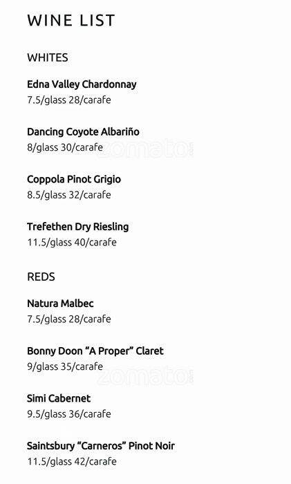 Menu at The Heights restaurant, Dallas, Abrams Pkwy