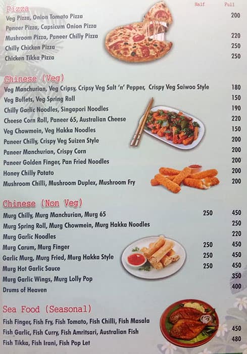 Menu at Bubbles, Jalandhar