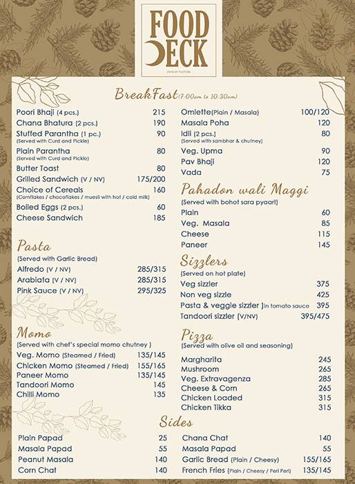 Menu at Food Deck, Dharamshala