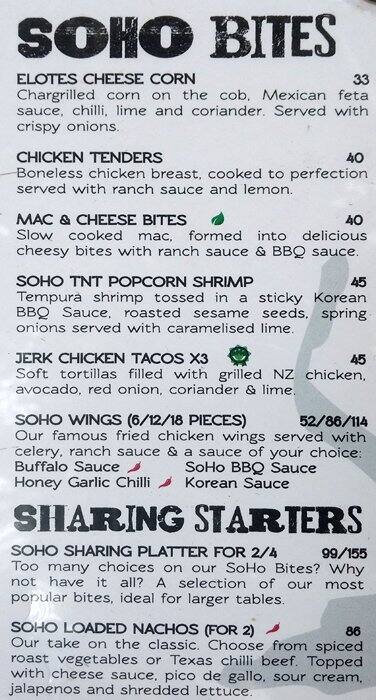 SoHo Bar & Grill Menu, Menu for SoHo Bar & Grill, Al Garhoud, Dubai ...