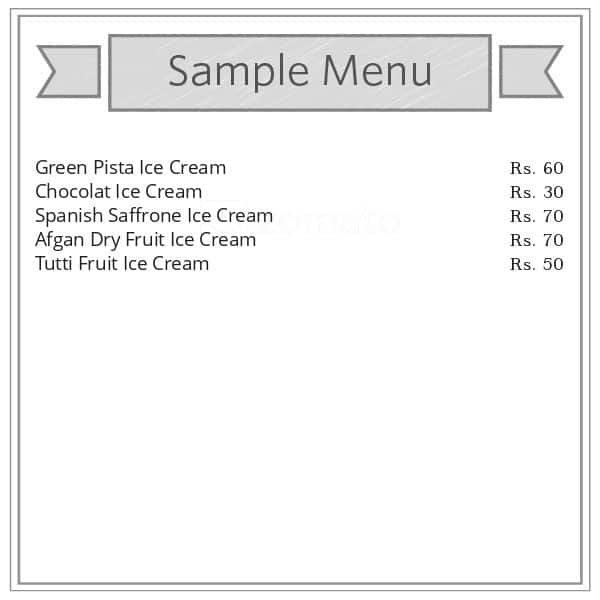 Menu of Amul Ice Cream Parlour, Cavelossim, Goa