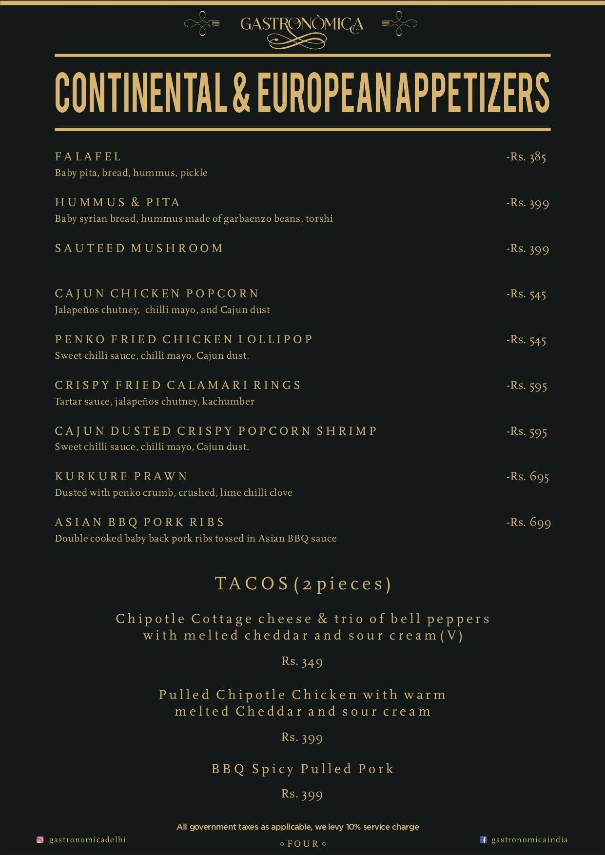 Menu at Gastronomica, New Delhi, M-55