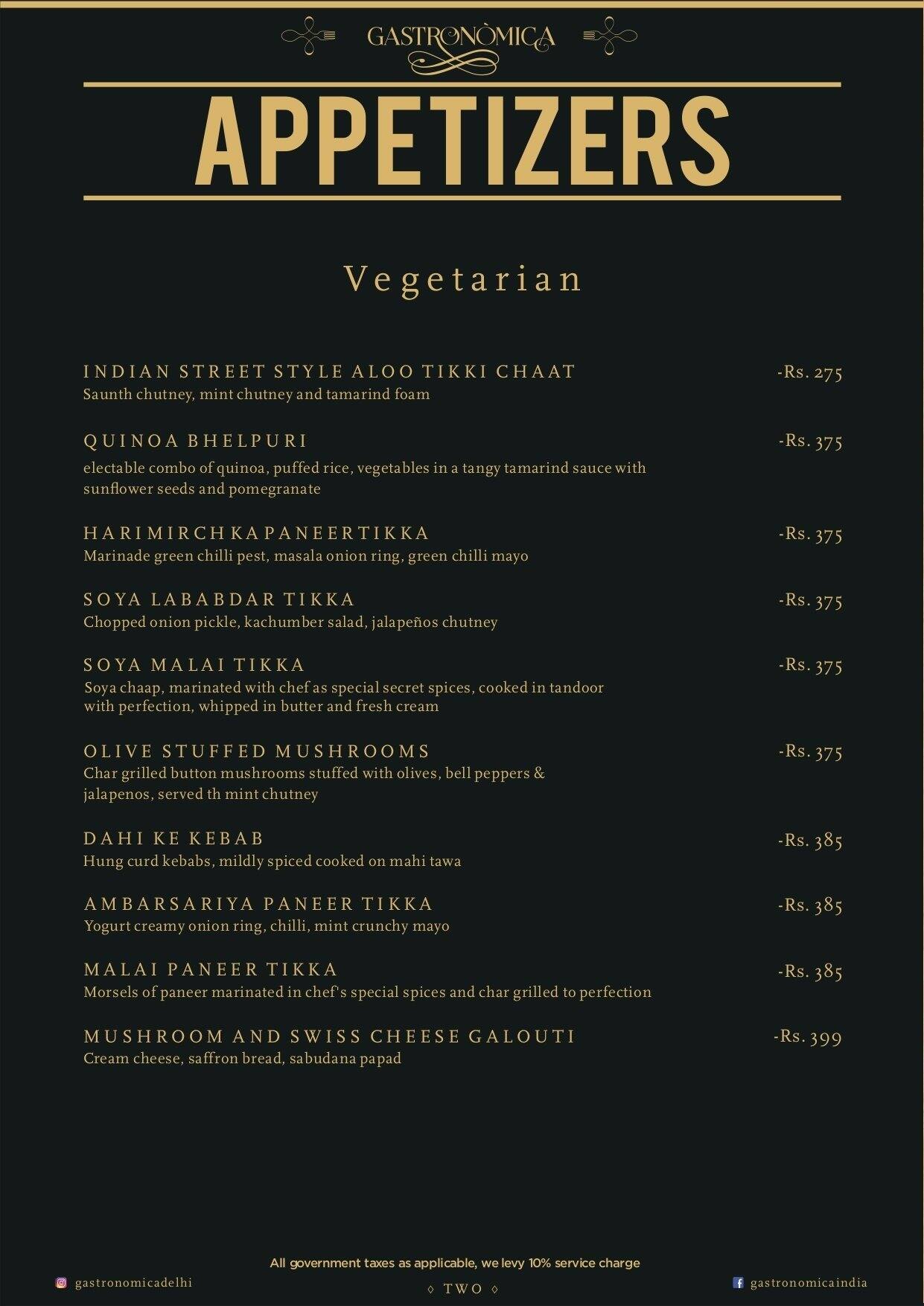 Menu at Gastronomica, New Delhi, M-55