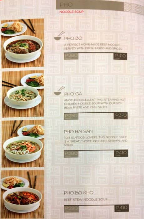 Menu at Ba Noi's restaurant, Pasig, 12 East Capitol
