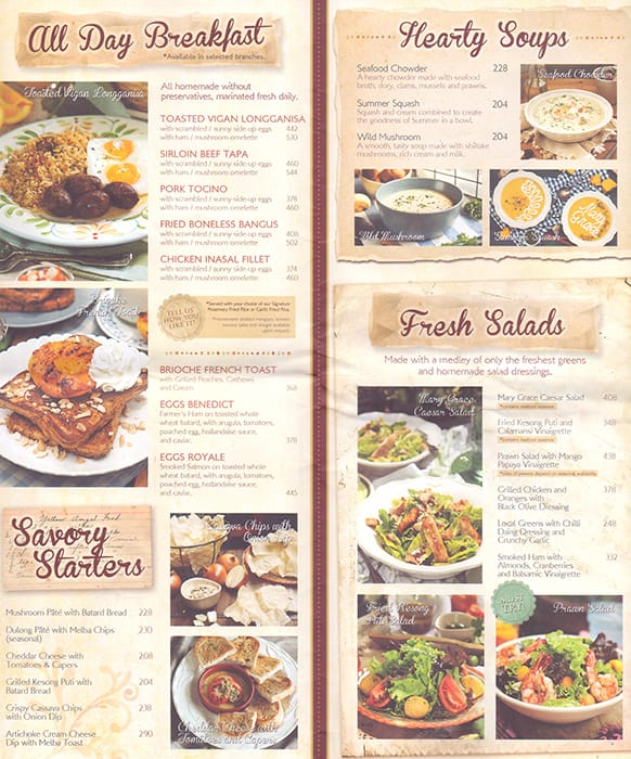 Cafe Mary Grace Menu, Menu for Cafe Mary Grace, Bonifacio Global City ...