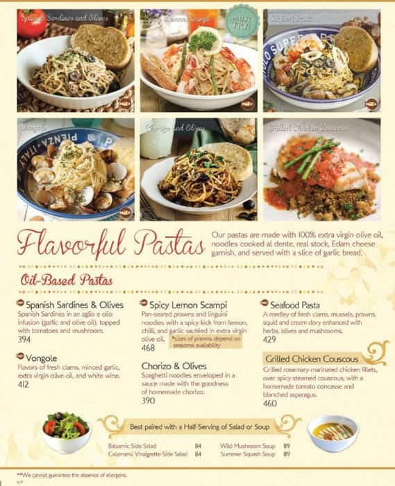 Menu at Mary Grace restaurant, Taguig, 5 28th St