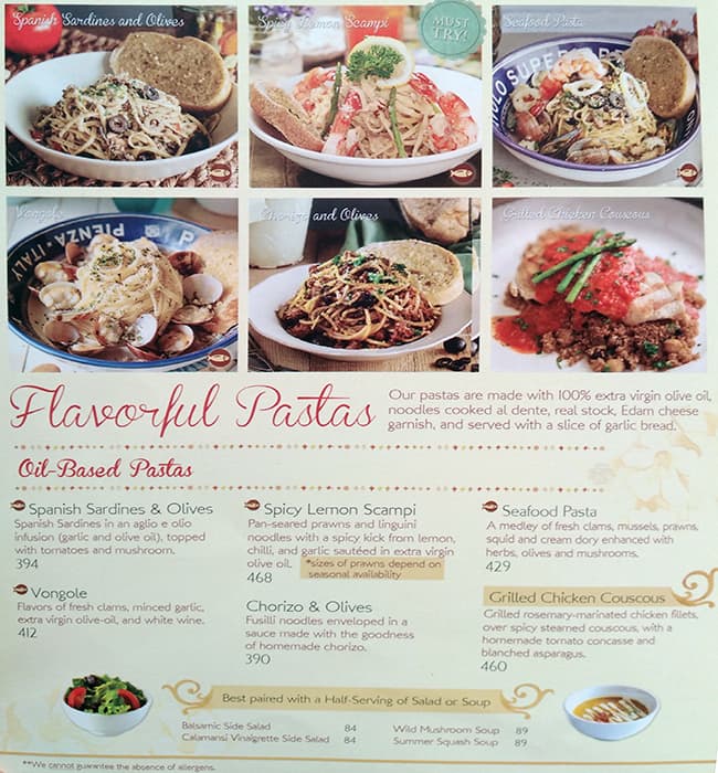 Menu at Mary Grace Cafe - SM Southmall, Las Pinas, Alabang-Zapote Road