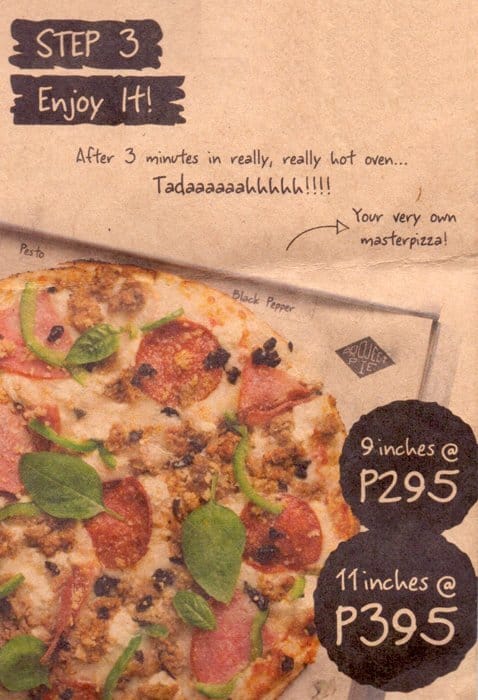 Menu at Project Pie pizzeria, Makati, G2XG+QCW