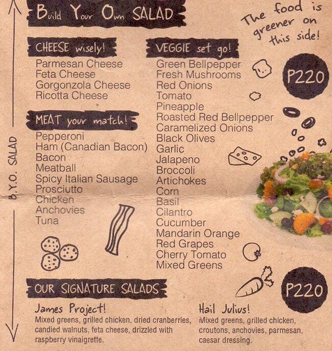 Menu at Project Pie pizzeria, Makati, G2XG+QCW