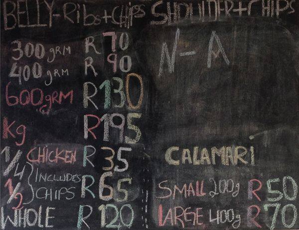 Menu at The Rib Cage restaurant, Cape Town, 205 Main Road