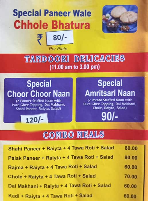Menu of Mehak Food Corner, Kalkaji, New Delhi