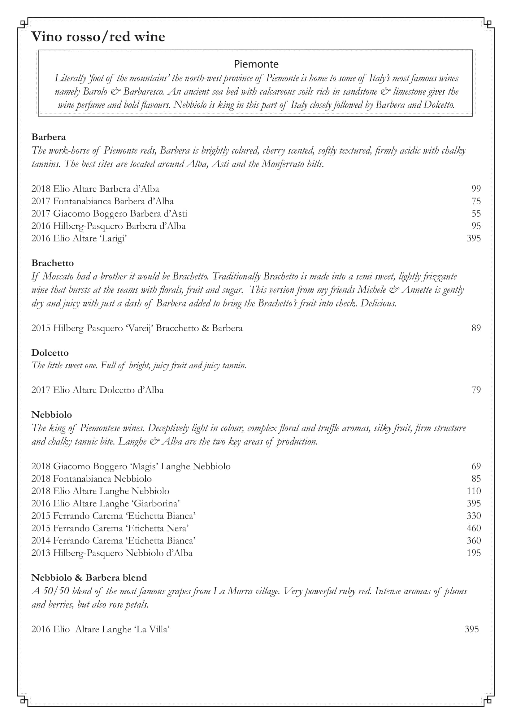 Menu at 1889 Enoteca restaurant, Woolloongabba