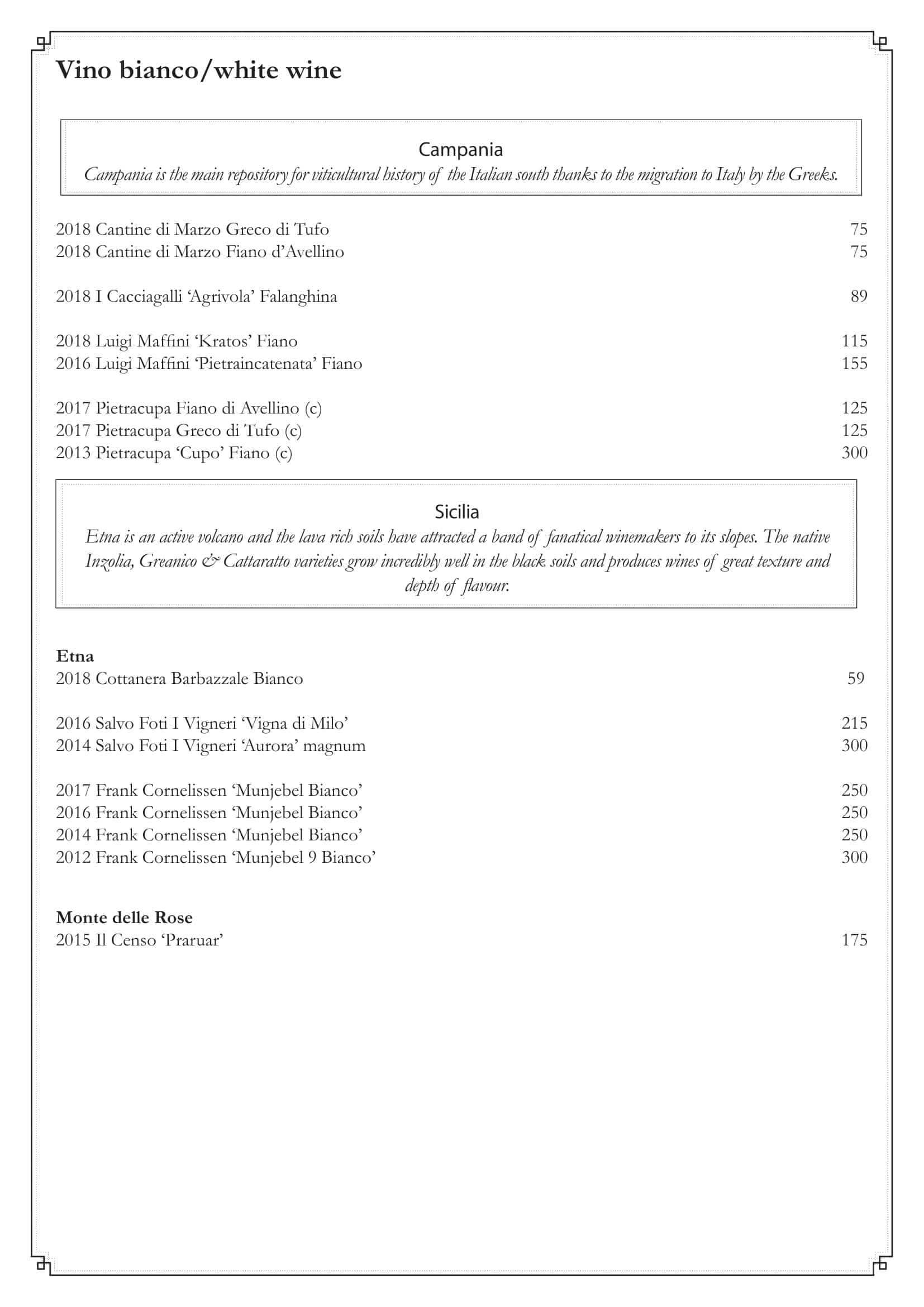 Menu at 1889 Enoteca restaurant, Woolloongabba