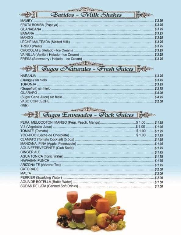 Menu at Chico's Restaurant, Hialeah, W 12th Ave