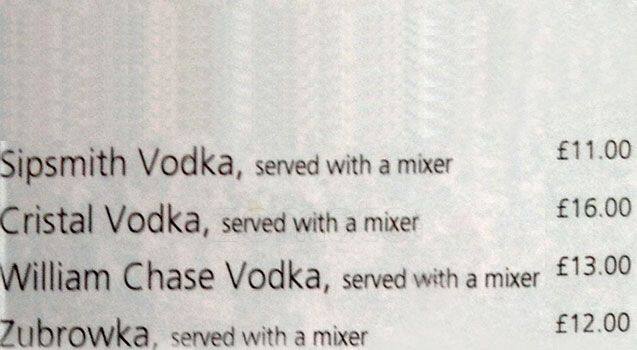 Menu at Sky Bar Waterloo H10, London