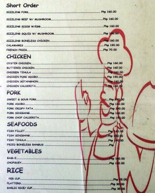 Menu at Green Lagoon Restaurant, Compostela