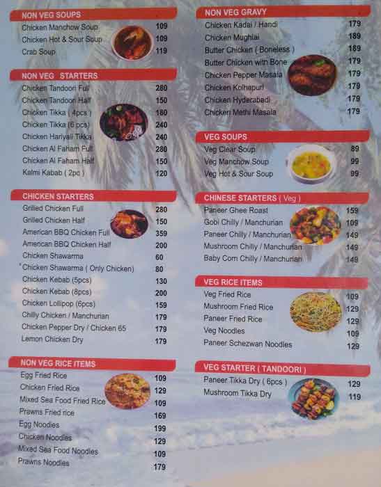 Menu at Taj Coastal, Bengaluru
