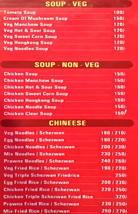 Menu at Chawla Dilliwala, Candolim